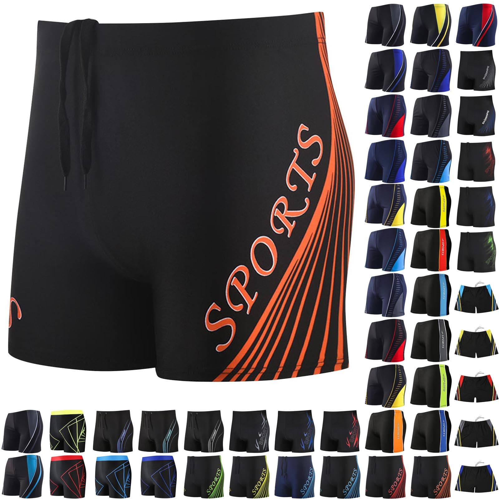 QATAINLAV Mens Square Leg Swim Briefs Fashion Color Block Swimsuit ...