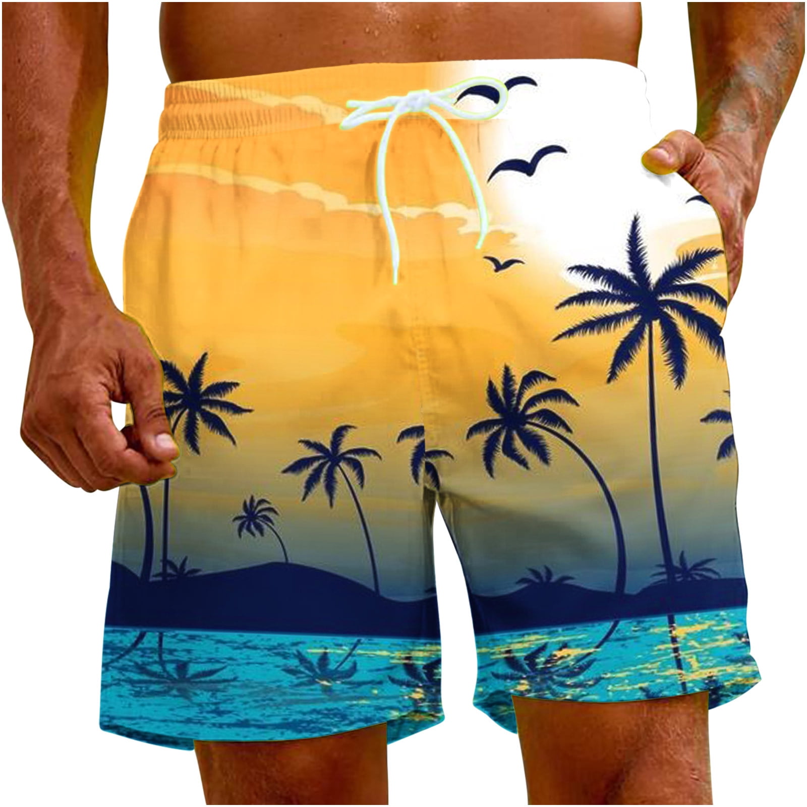 Qatainlav Mens Summer Hawaiian Shorts Lightweight Breathable Comfort