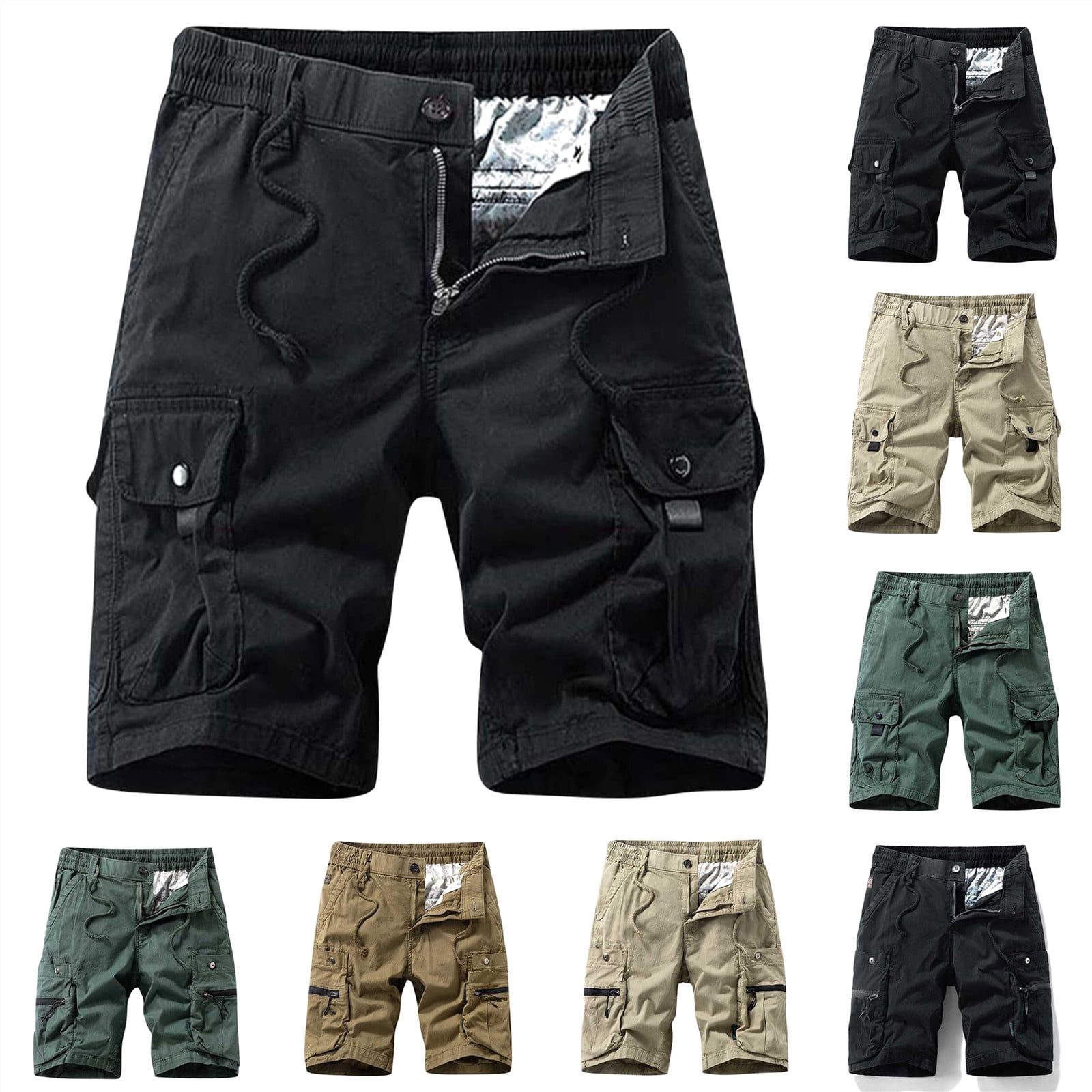 QATAINLAV Mens Summer Lightweight Cargo Shorts Drawstring Flat Front ...