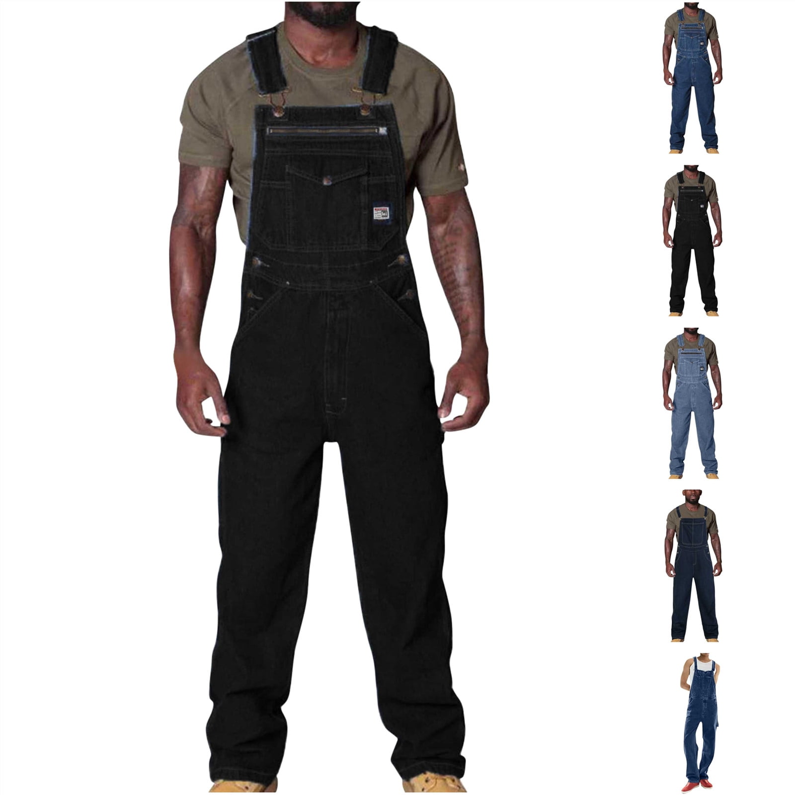 QATAINLAV Prime Sales Today Mens Denim Bib Overalls Loose Fit ...