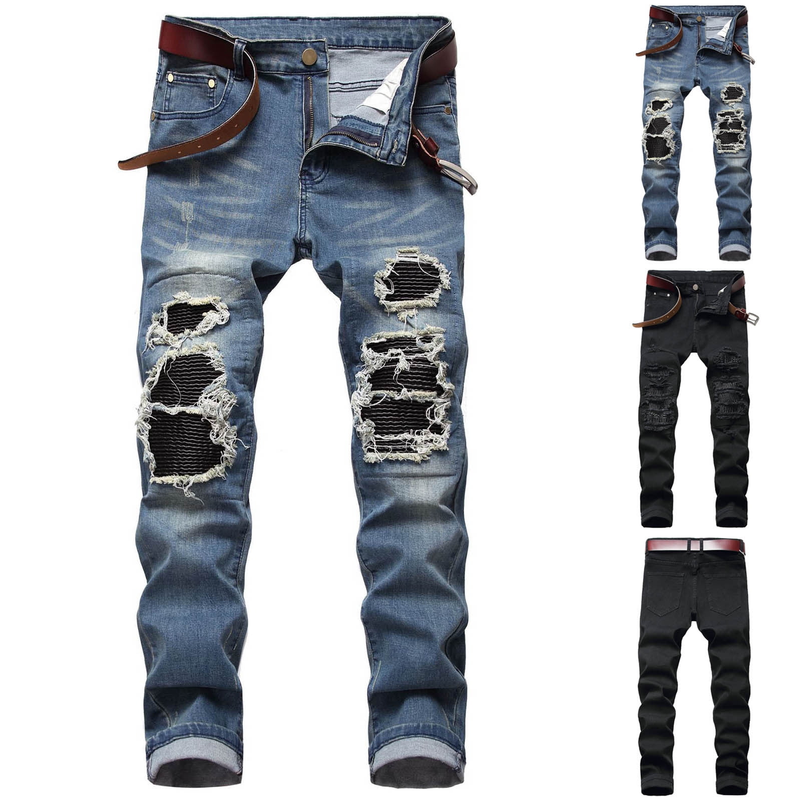 QATAINLAV Ripped Distressed Jeans for Men 2024 Fashion Straight Leg ...