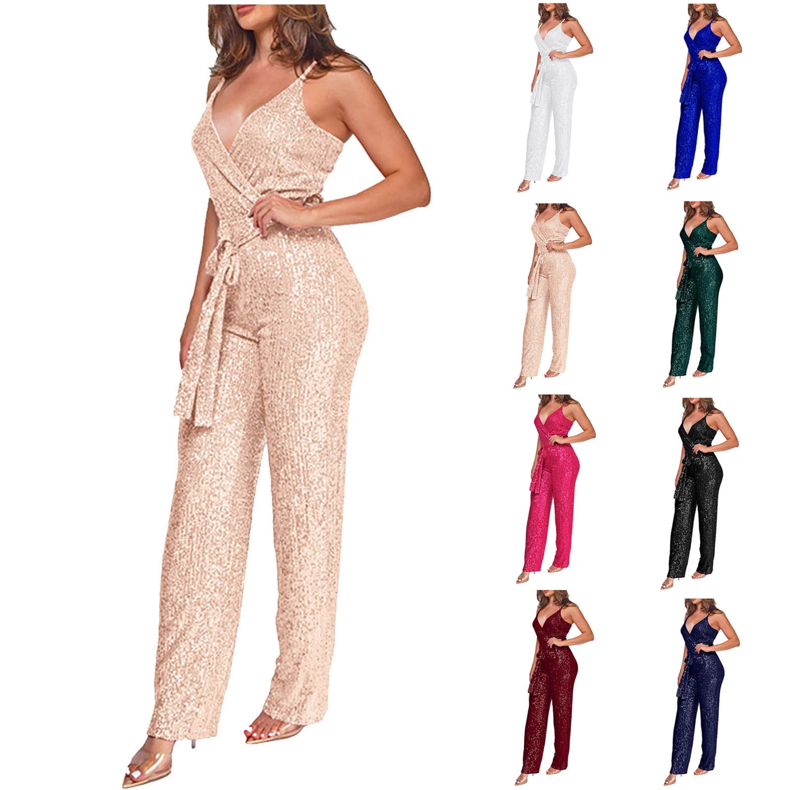 QATAINLAV Rompers for Women 2024 High-Waisted Glitter Sequin Slim ...