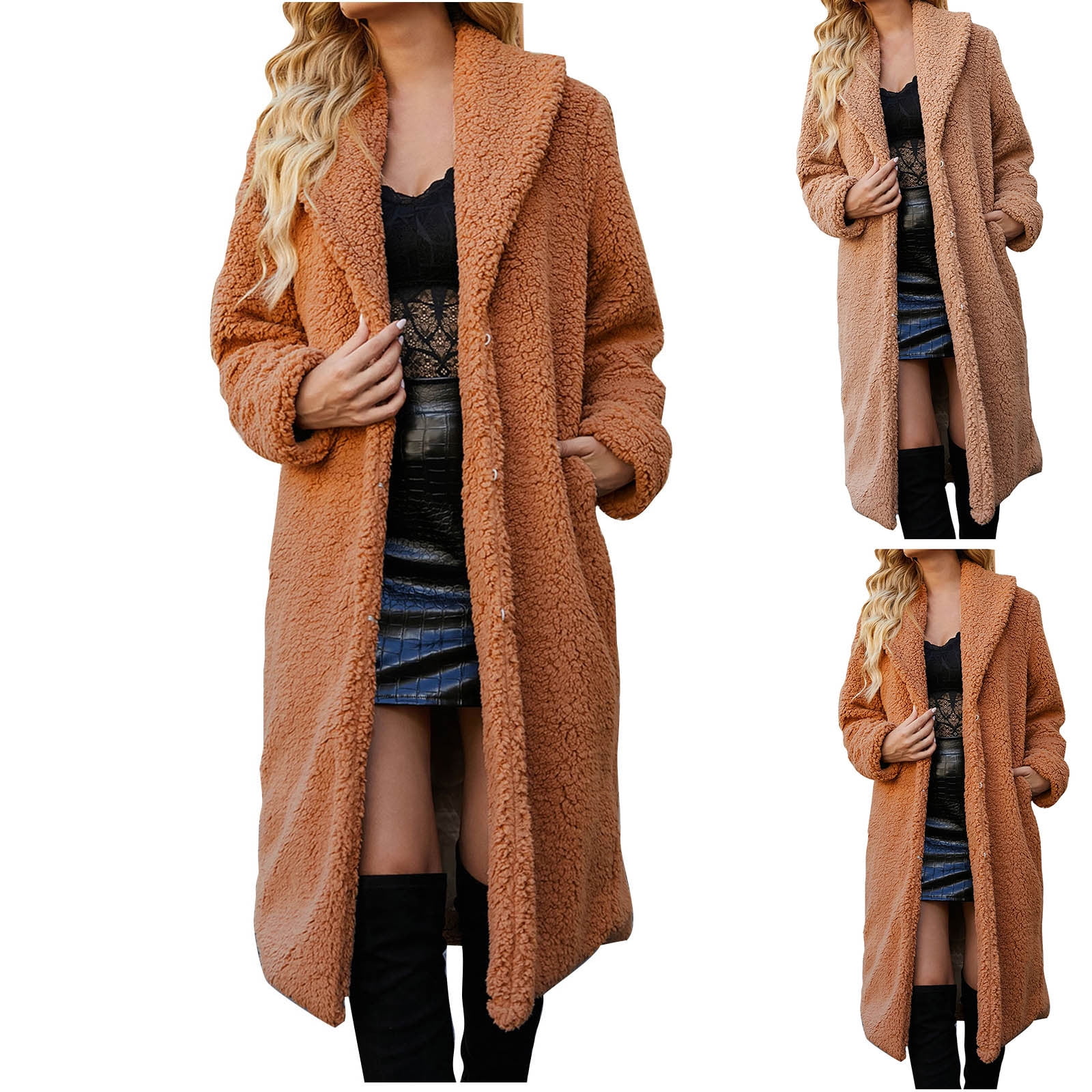 QATAINLAV Sales Prime Women's Fashion Winter Coats Fuzzy Fleece Long ...