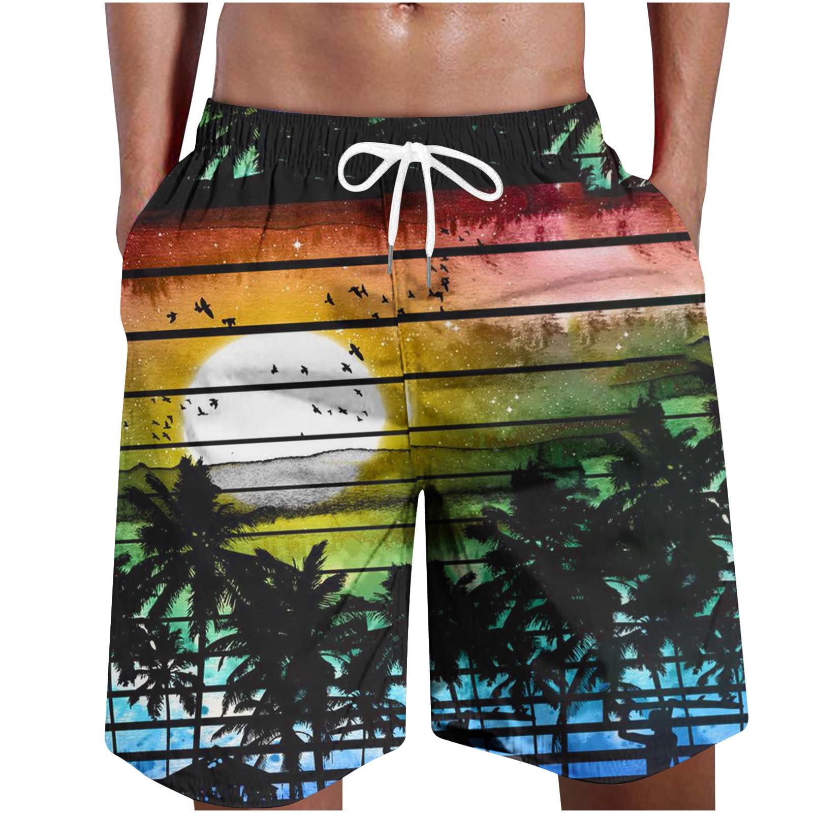 Qatainlav Shorts Mens 7 Inch Mens Summer Hawaiian Shorts Lightweight