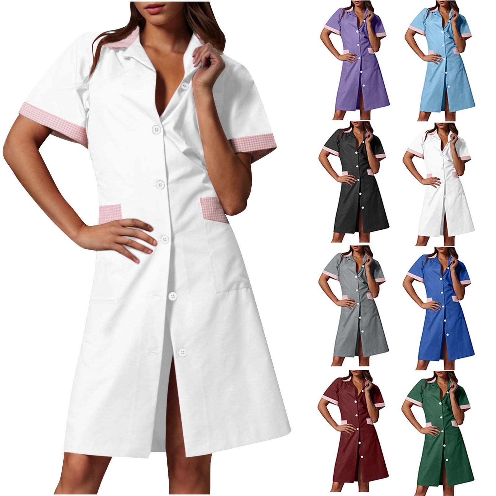 QATAINLAV Summer Savings Clearance! Lab Coats Short Sleeve Uniform ...
