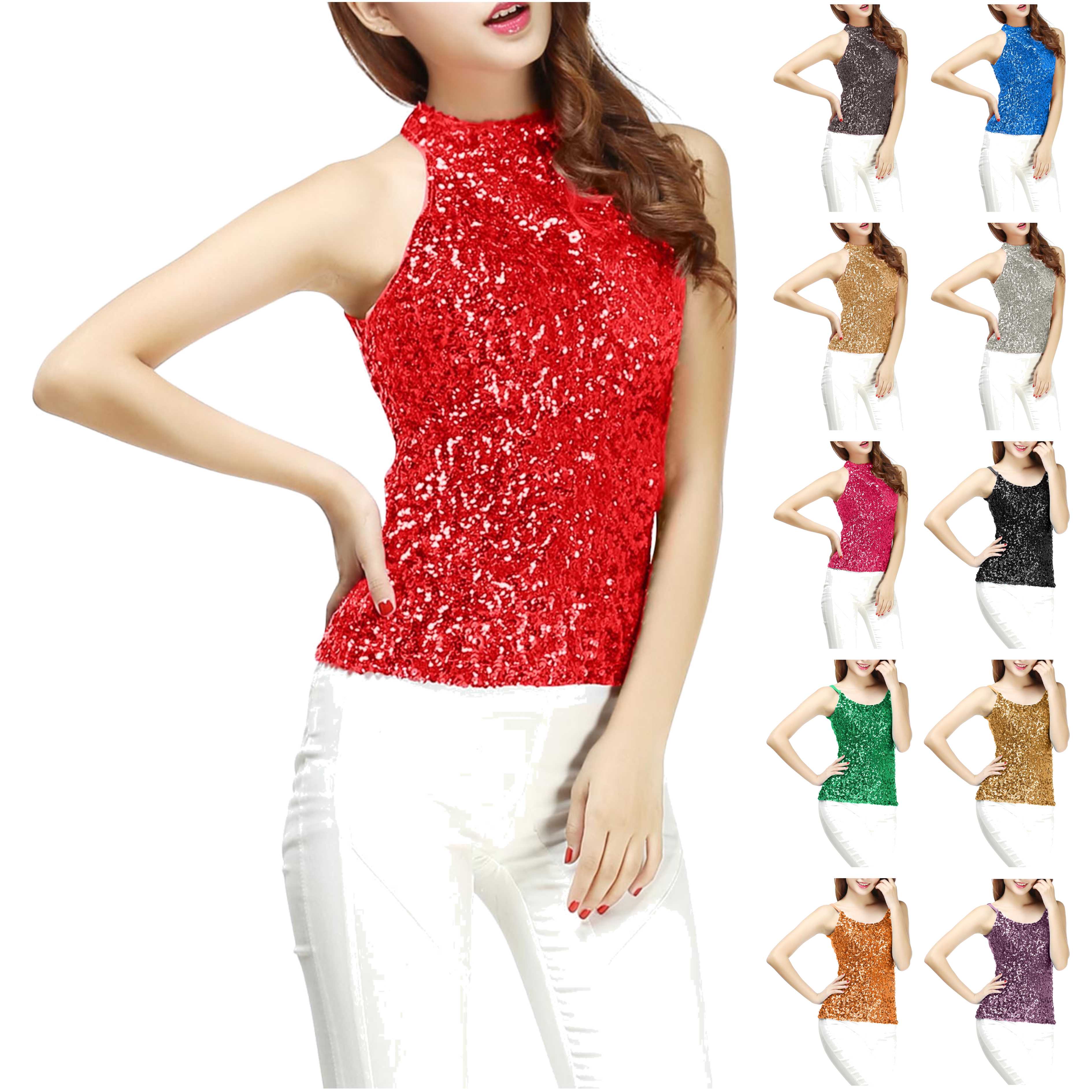 QATAINLAV Todays Daily Sales Tank Top for Women Fashion Sequin High ...
