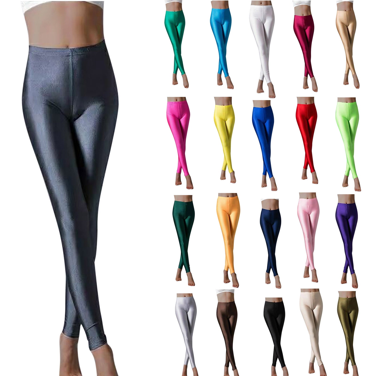 QATAINLAV Todays Sales Women's High Waisted Yoga Pants Shiny Satin ...