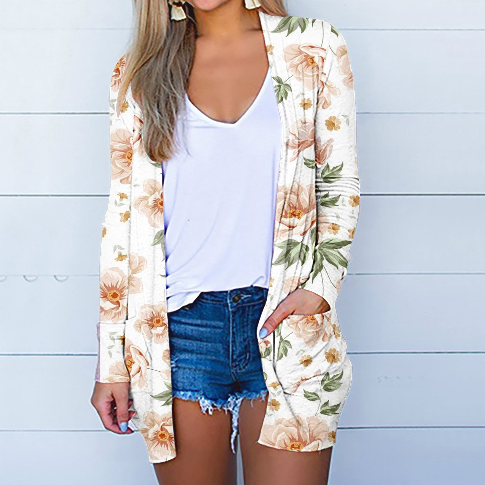 QATAINLAV Women 2024 Fall Long Sleeve Kimono Cardigan with Pockets ...