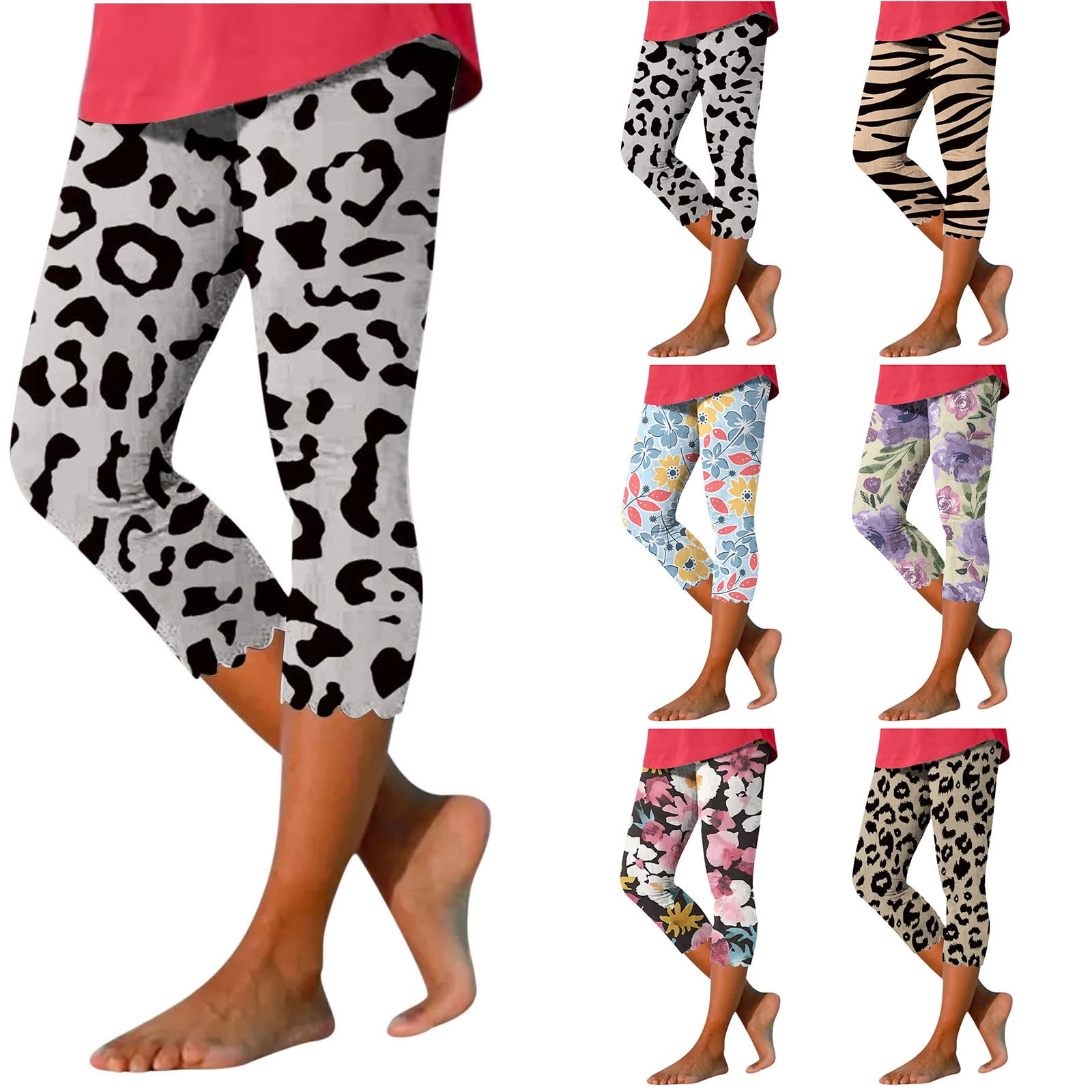 QATAINLAV Women Leggings High Waisted Capri Summer Casual Stretchy ...