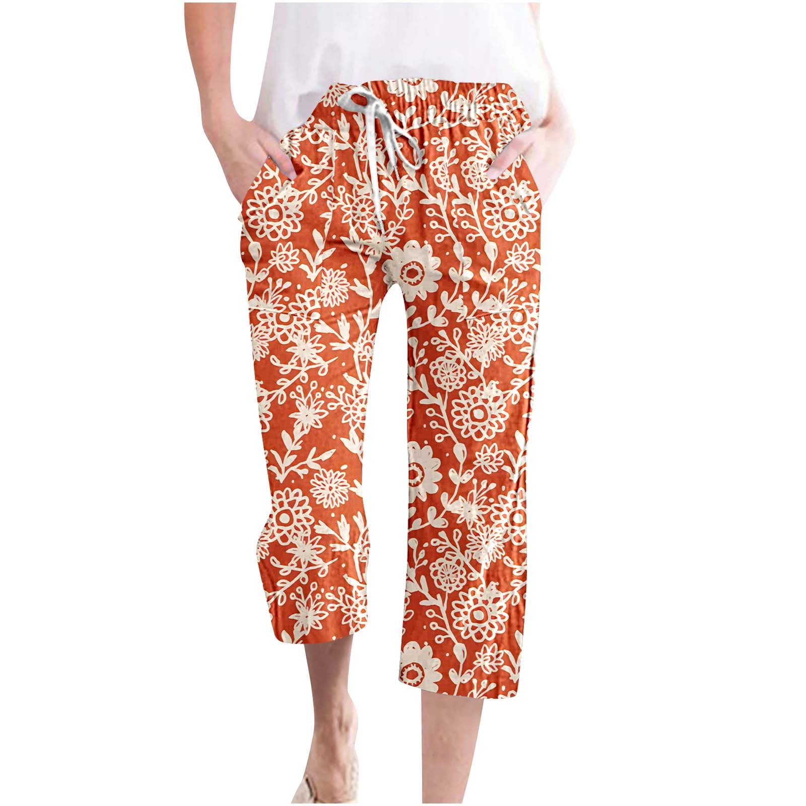 Qatainlav Womens Capris Womens Casual Cotton Capris Pants Loose