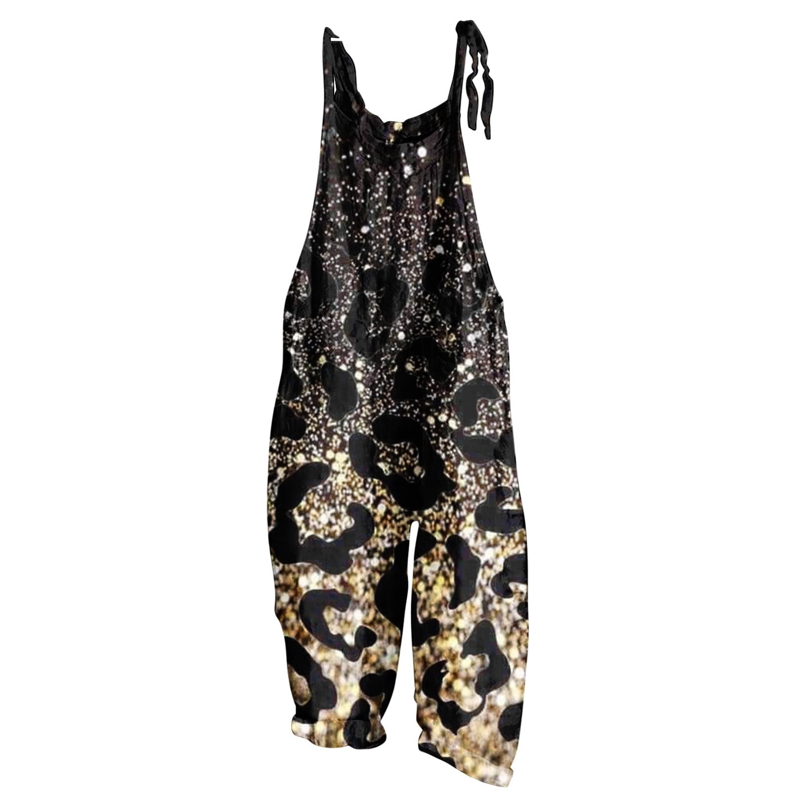 QATAINLAV Women's Casual Leopard Print Jumpsuits Linen Wide Leg ...