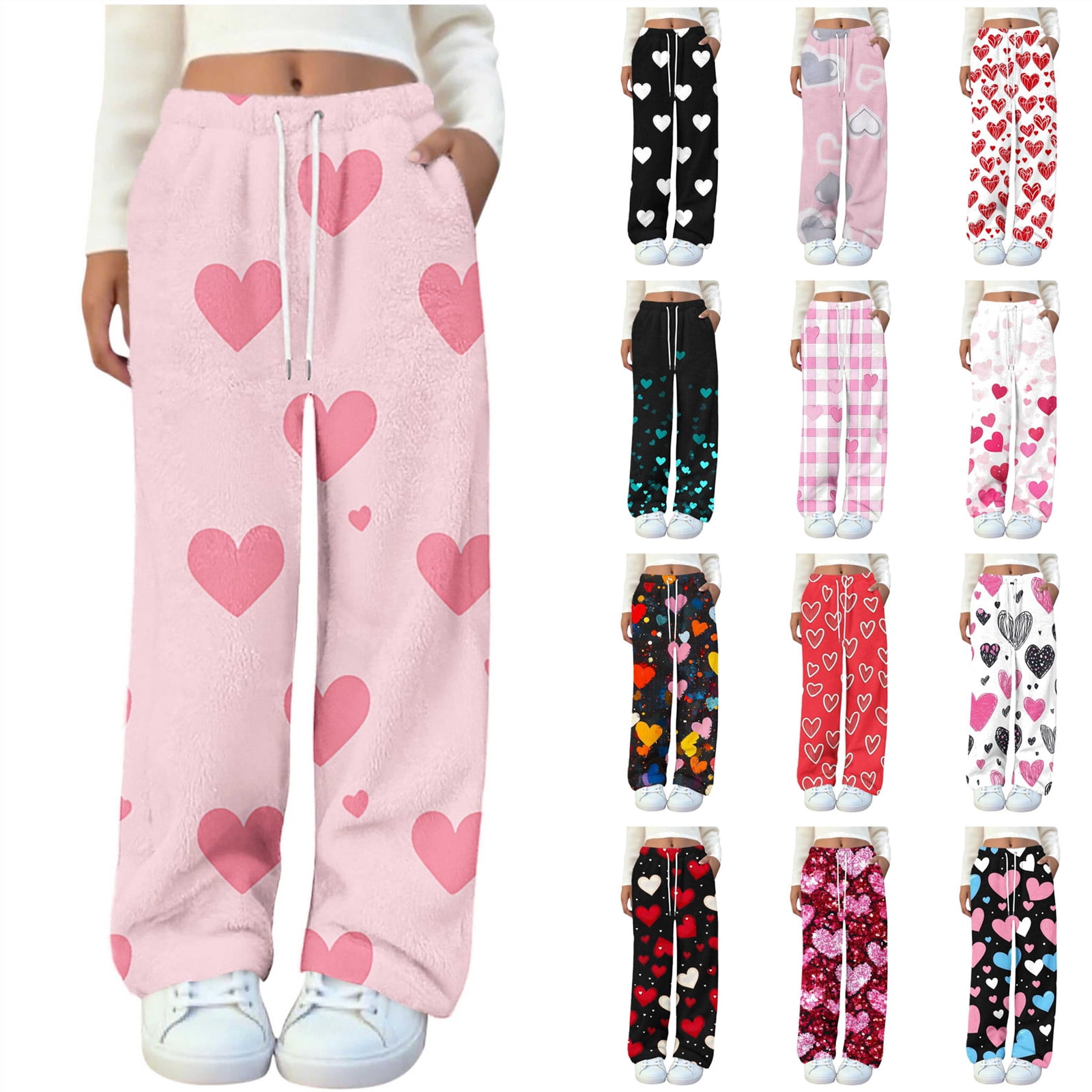 QATAINLAV Women's Fleece Pajama Pants Winter Fuzzy Elastic Waist Fluffy ...