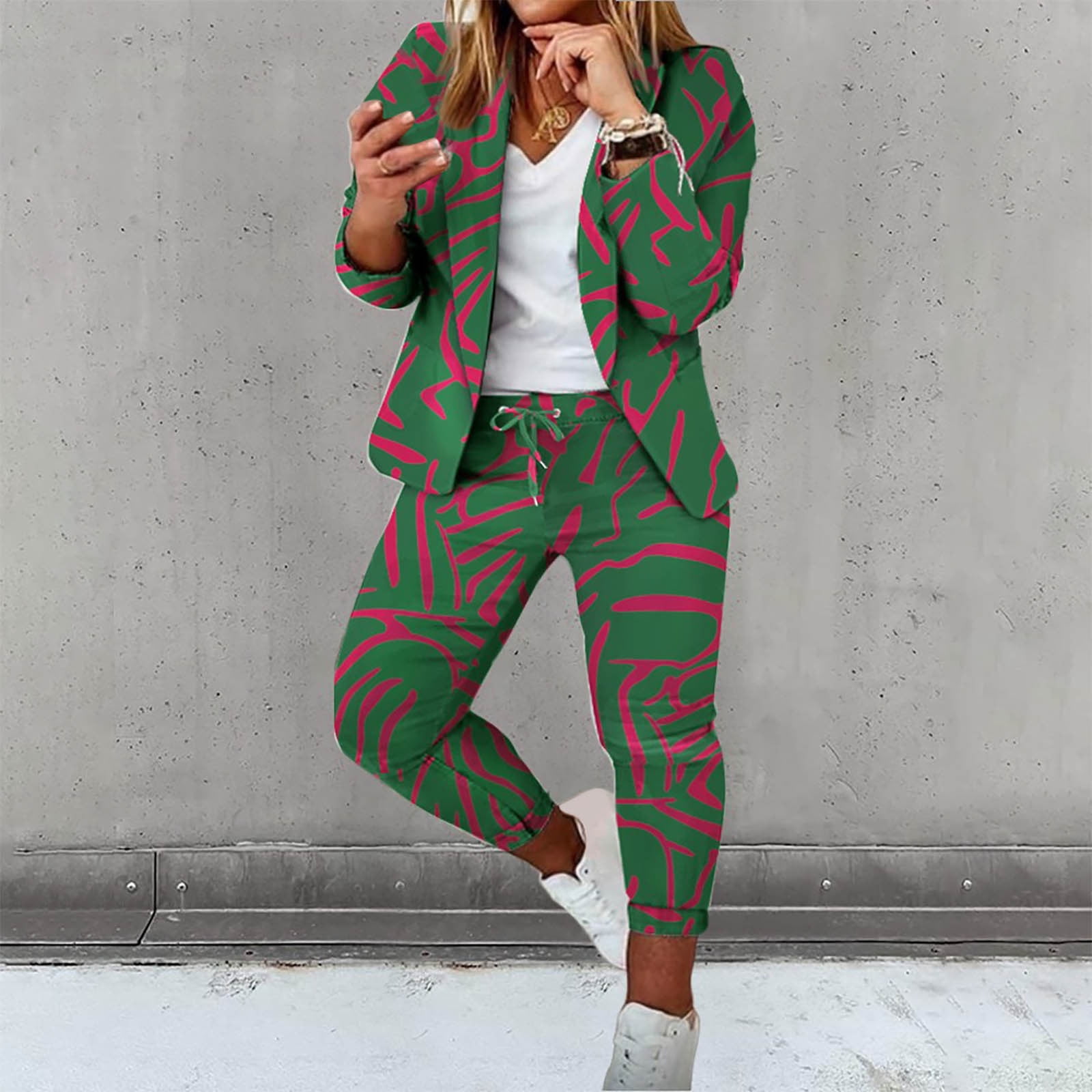 QATAINLAV Women's Open Front Blazer Jacket Matching Drawstring Sweat ...