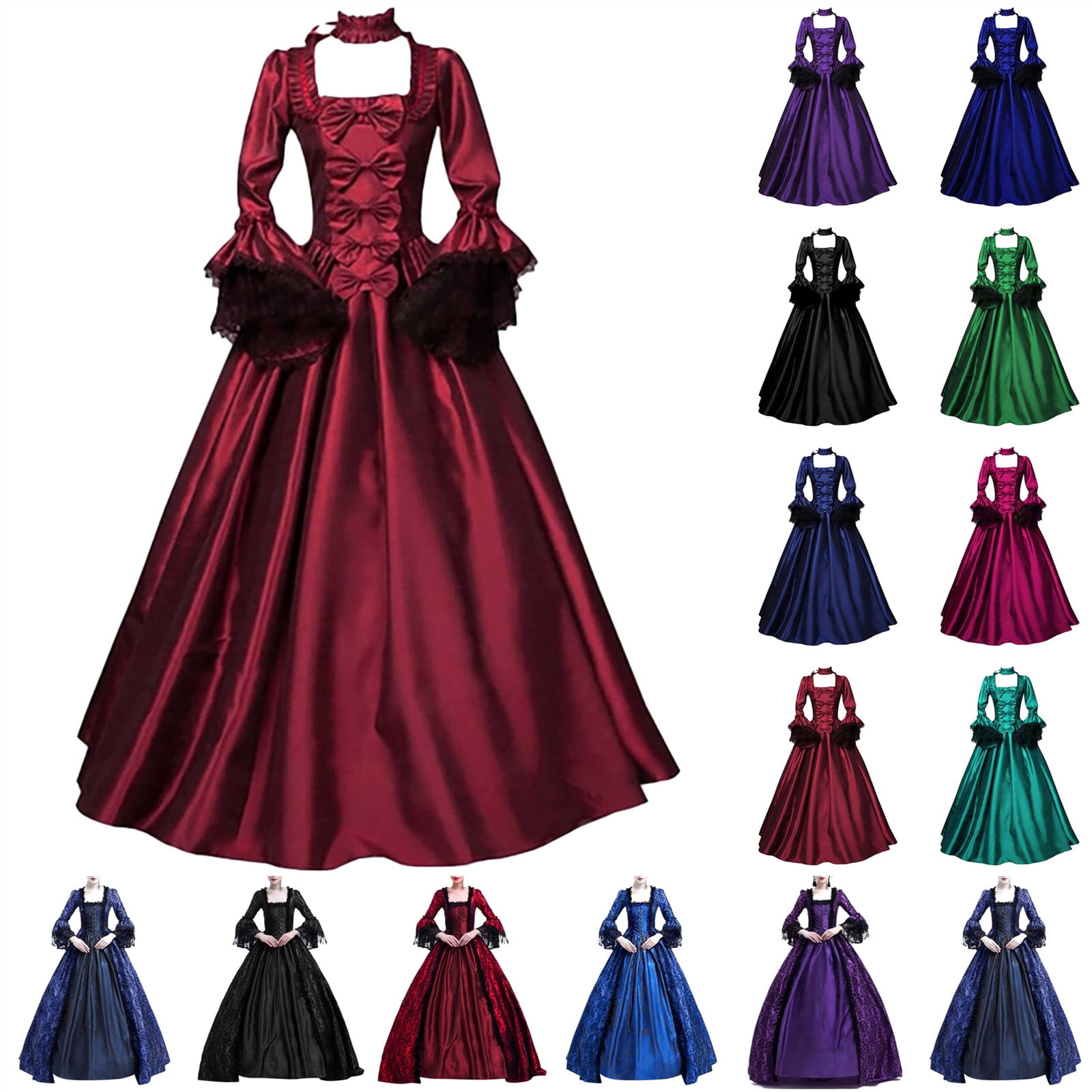 QATAINLAV Women's Princess Costume Maxi Dress Renaissance Victorian ...