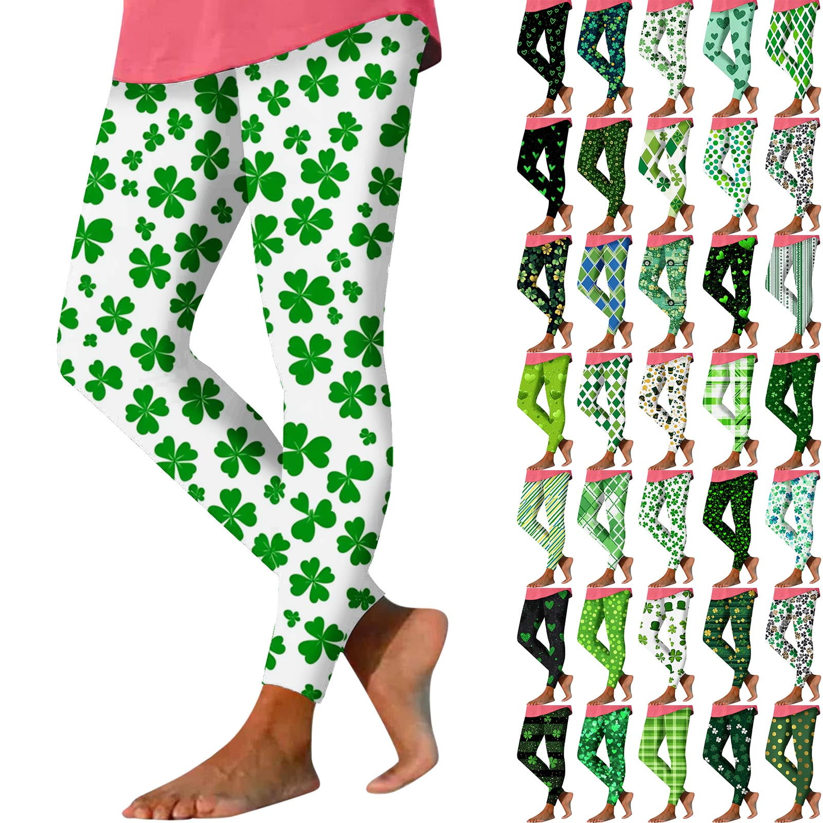 QATAINLAV Women's St Patricks Day Running Leggings Trendy Shamrock ...