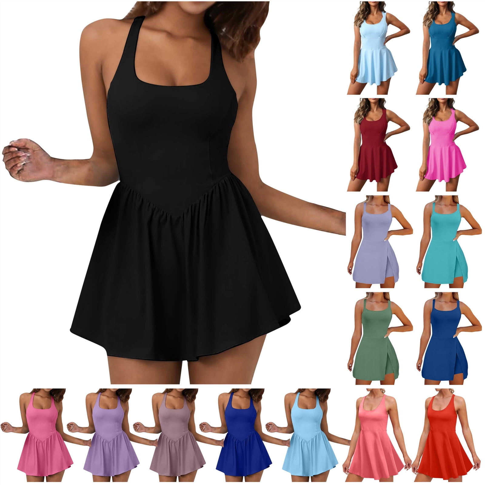 QATAINLAV Womens Athletic Romper Dress Workout Onesie One Piece Workout ...