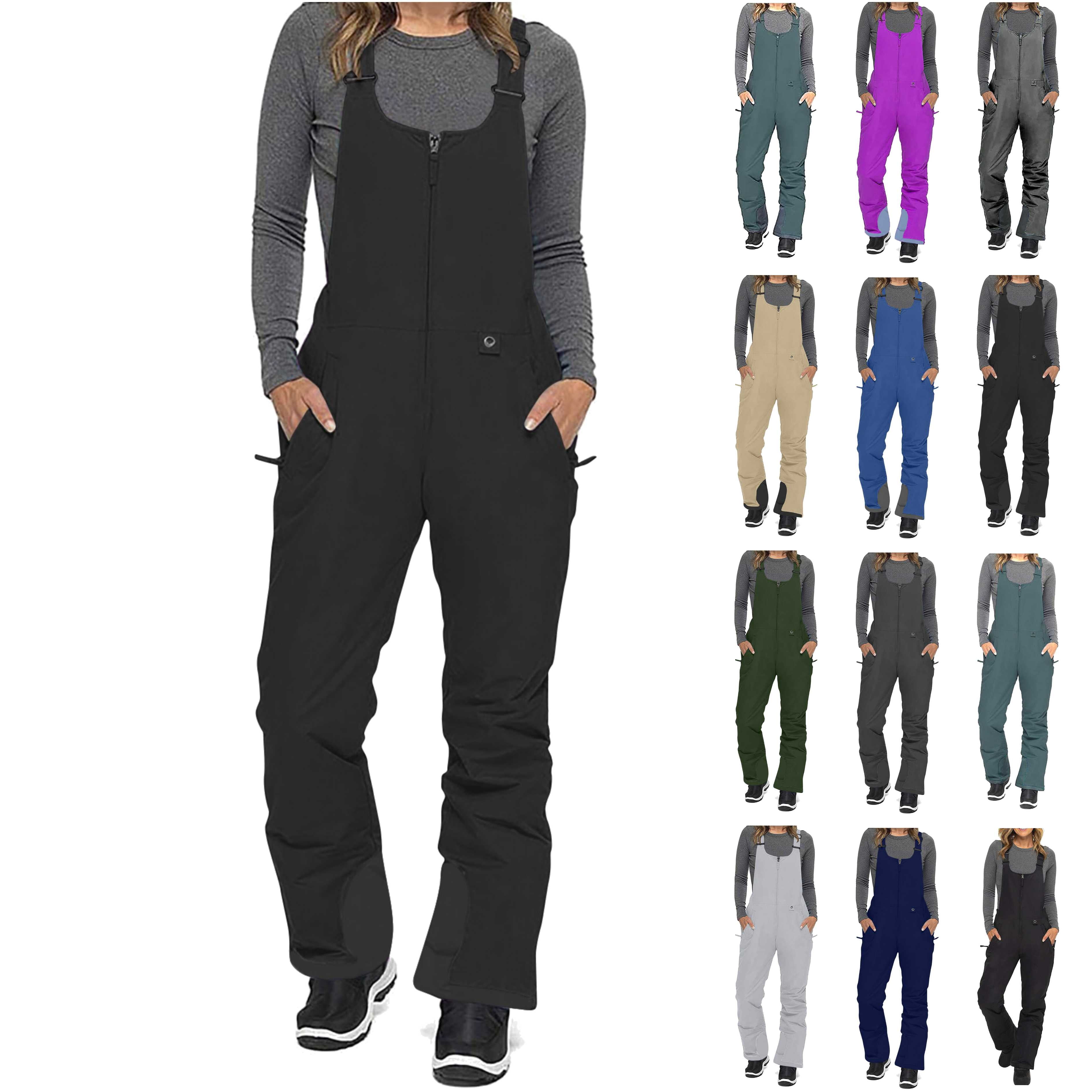 QATAINLAV Womens Bib Snow Pants Ski Waterproof Windproof Insulated ...