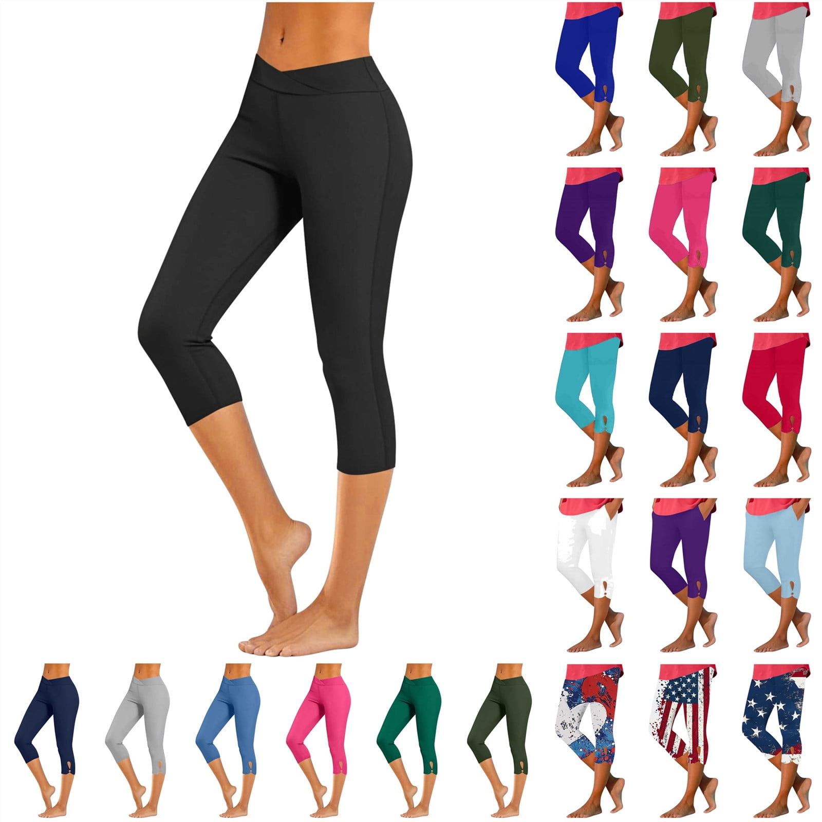 QATAINLAV Womens Capri Leggings 2025 Summer Casual Knee Length Crop ...