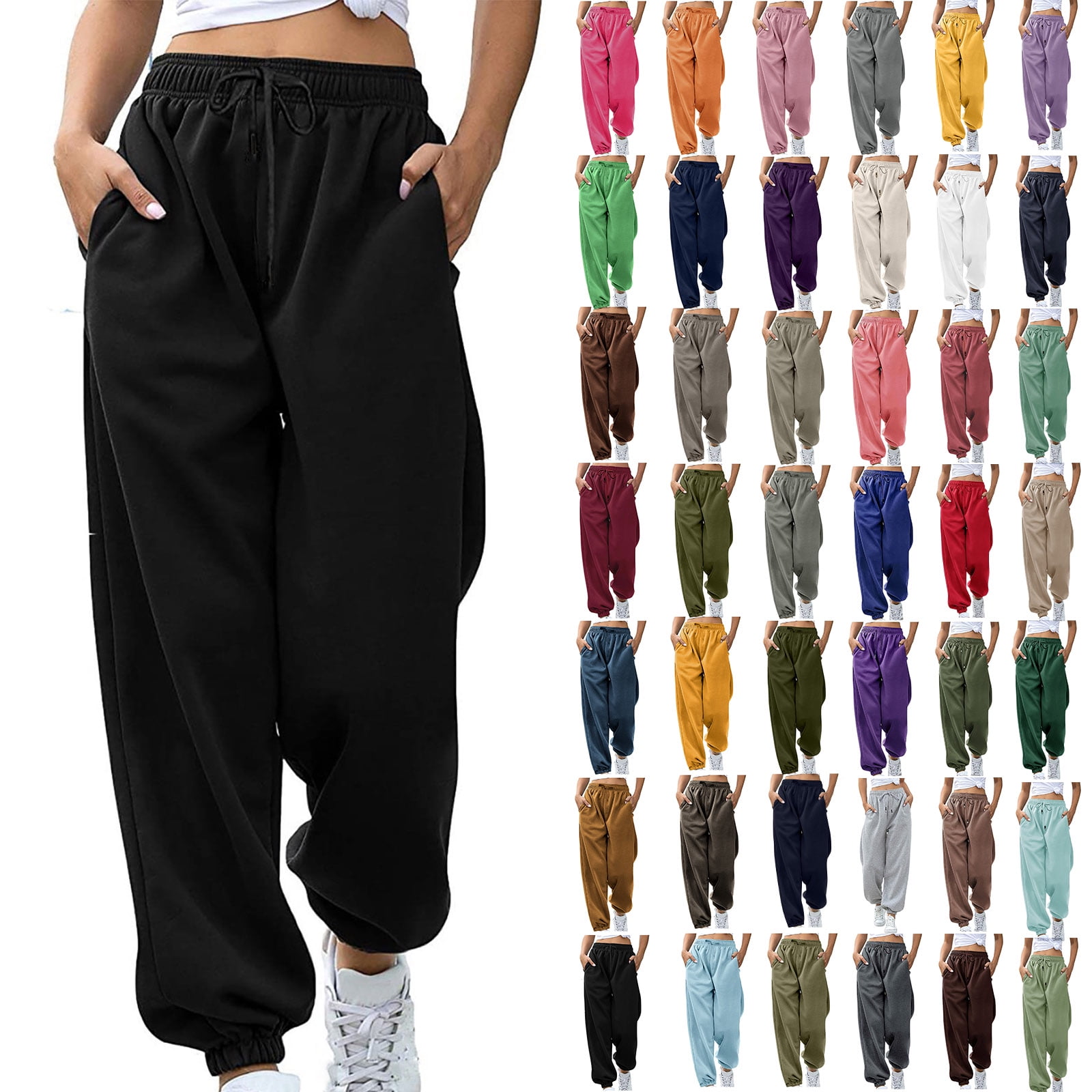 QATAINLAV Womens Cinch Bottom Sweatpants Casual High Waisted Avtive ...