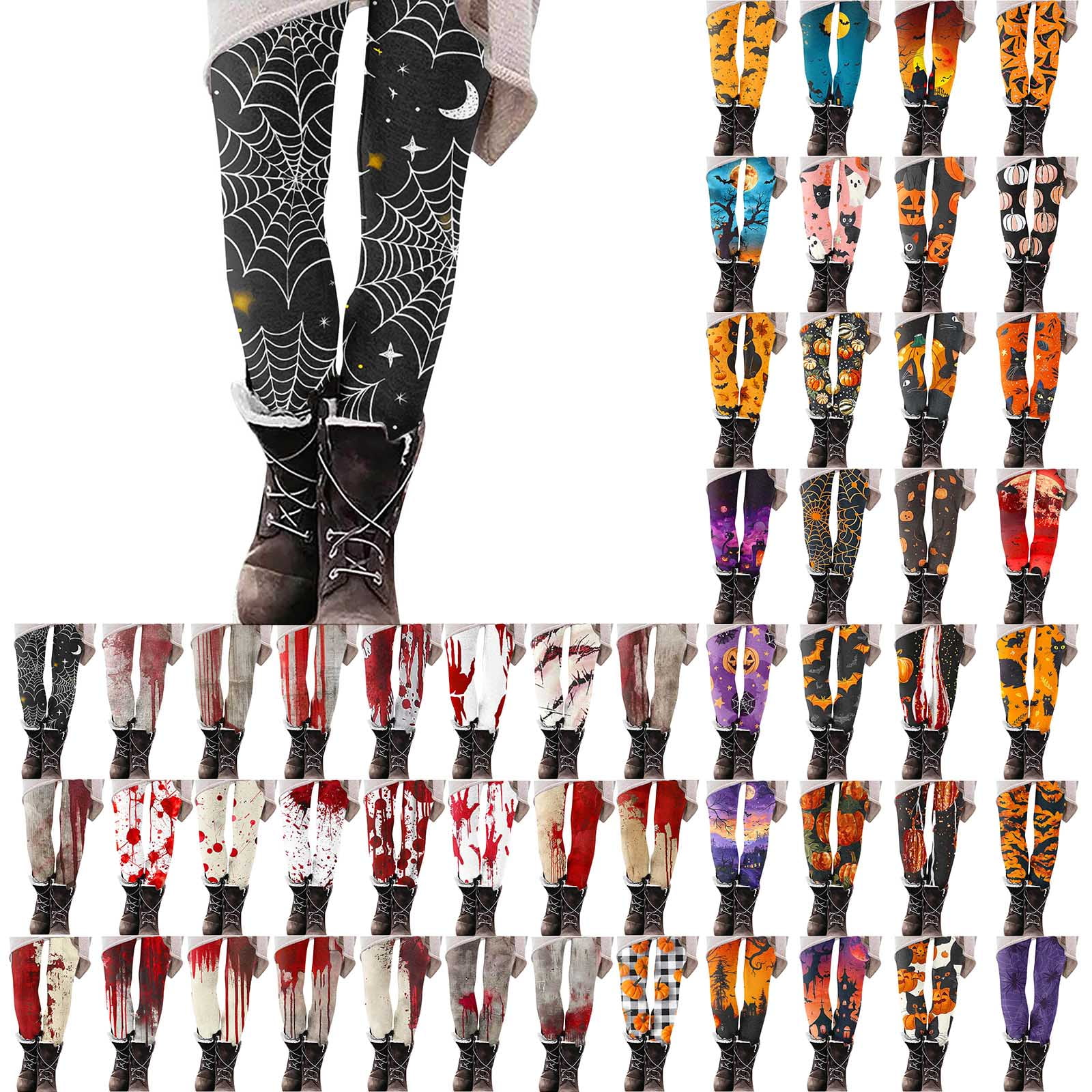 Qatainlav Womens Leggings 2024 Halloween Costumes Novelty Graphic Print Tights Gym Casual High