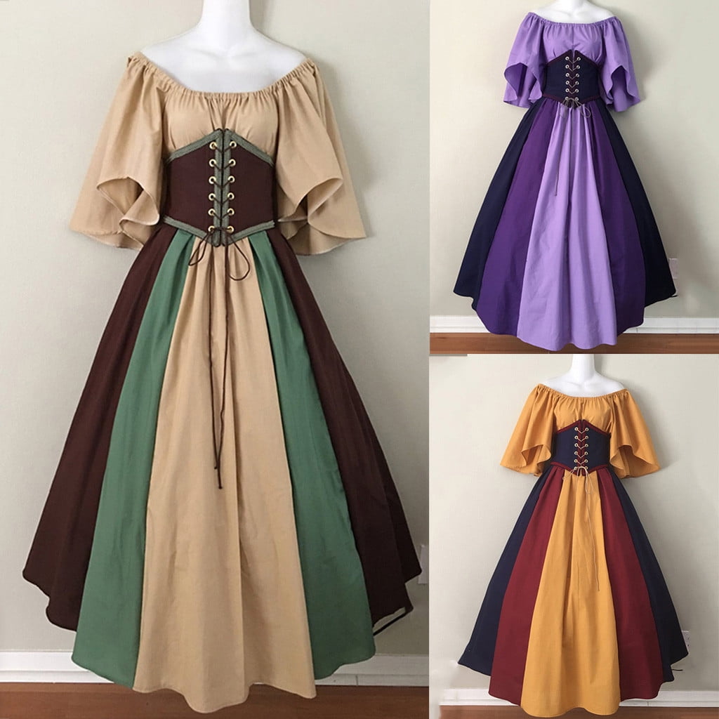 QATAINLAV Womens Medieval Renaissance Irish Dress Victorian Ball Gowns ...