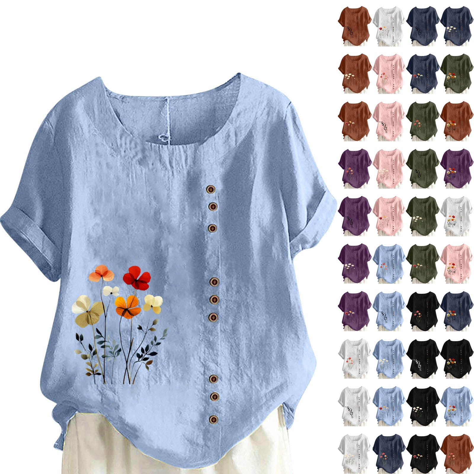 QATAINLAV Womens Oversized Linen Shirts Loose Fit Plus Size Blouses ...