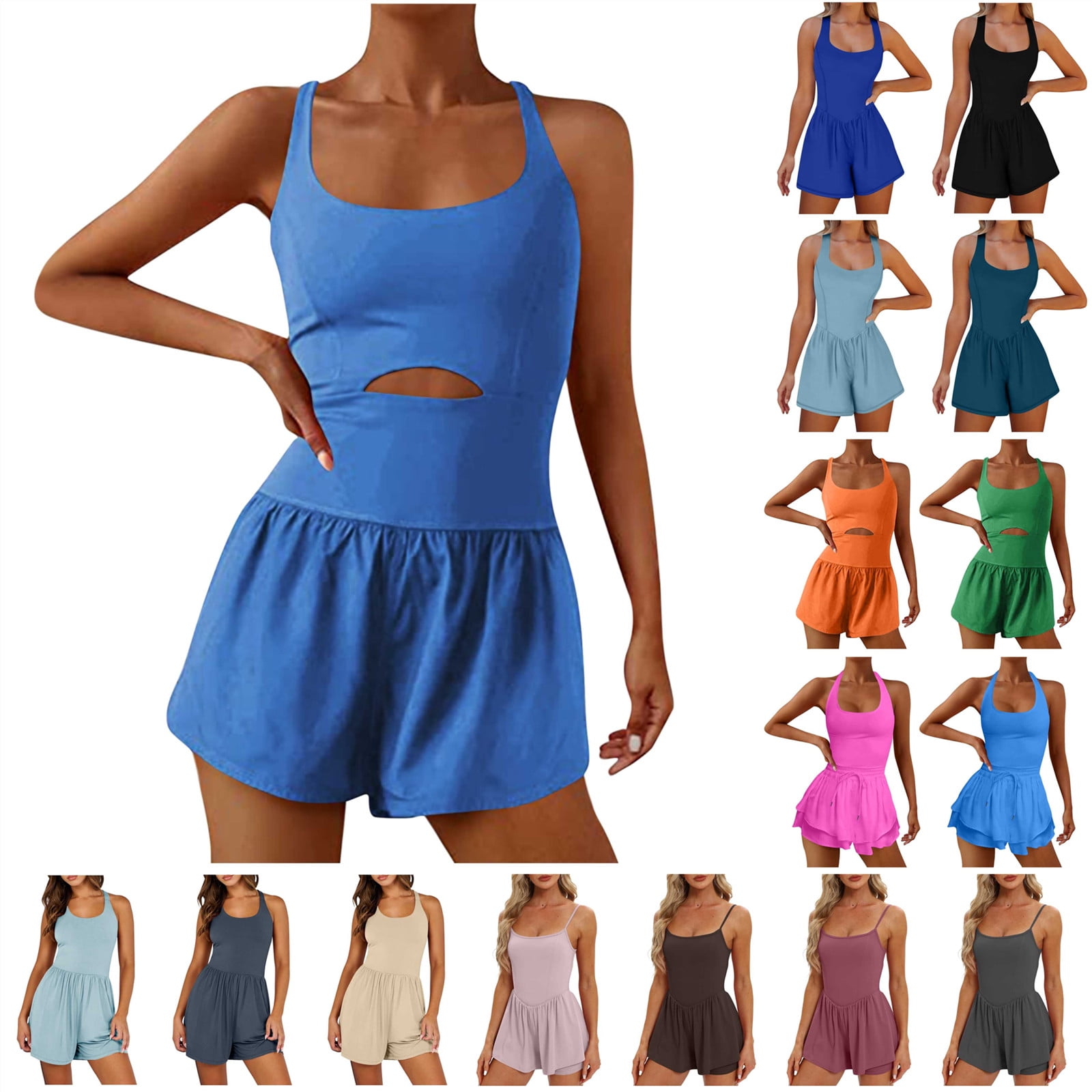 QATAINLAV Womens Running Onesie Workout Rompers Athletic Romper One ...