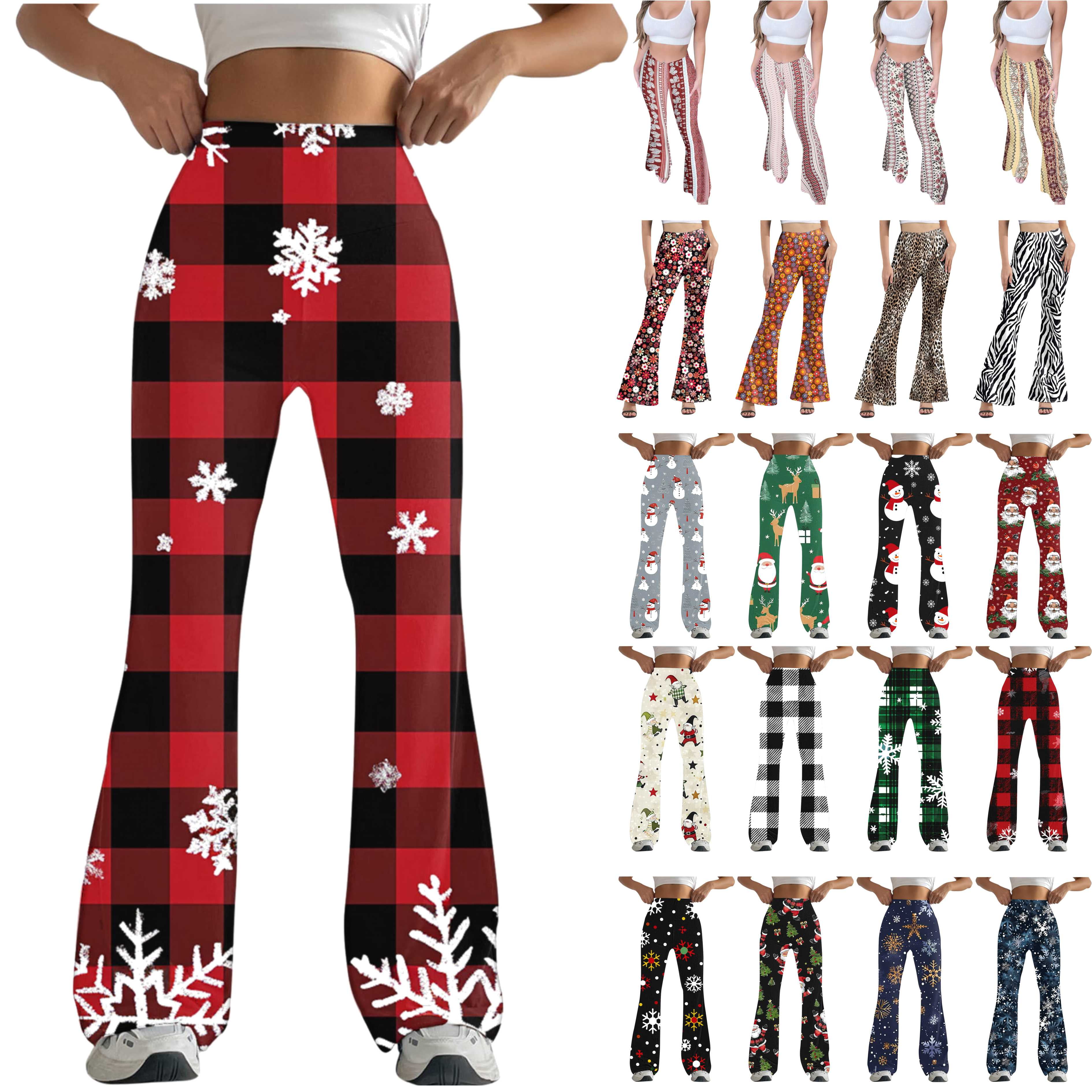 QATAINLAV Womens Snowflake Print Ugly Christmas Leggings Tummy Control ...