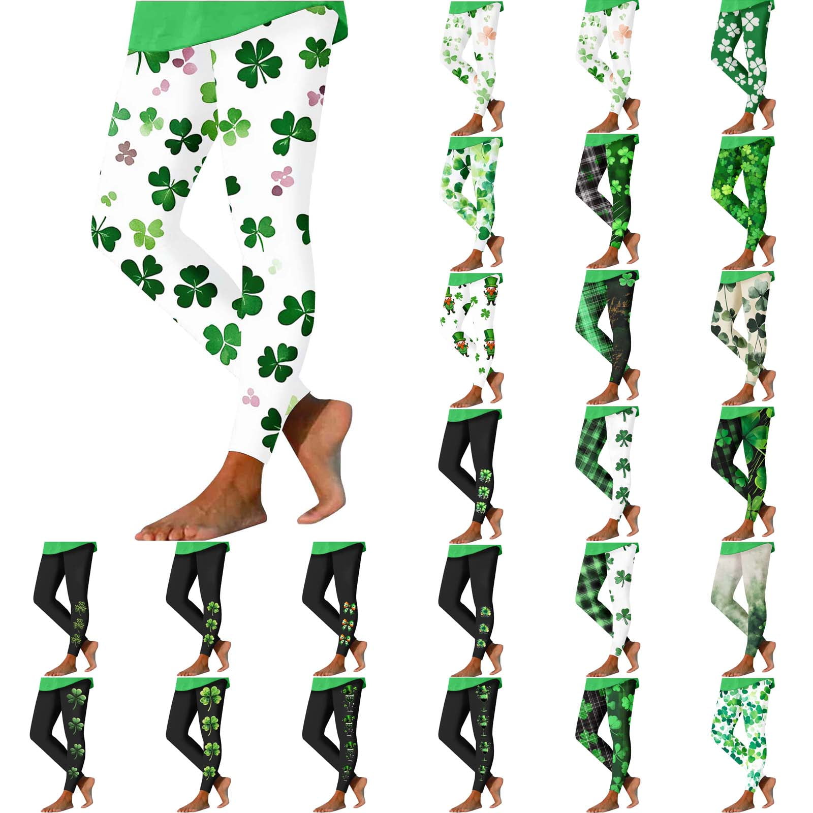 QATAINLAV Womens St Patricks Day Leggings High Waist Funny Shamrock ...
