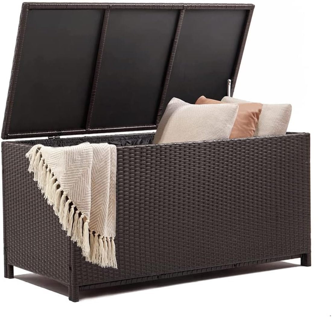 QATZ 120-Gallon All-Weather Resin Outdoor Storage Deck Box - Spacious ...