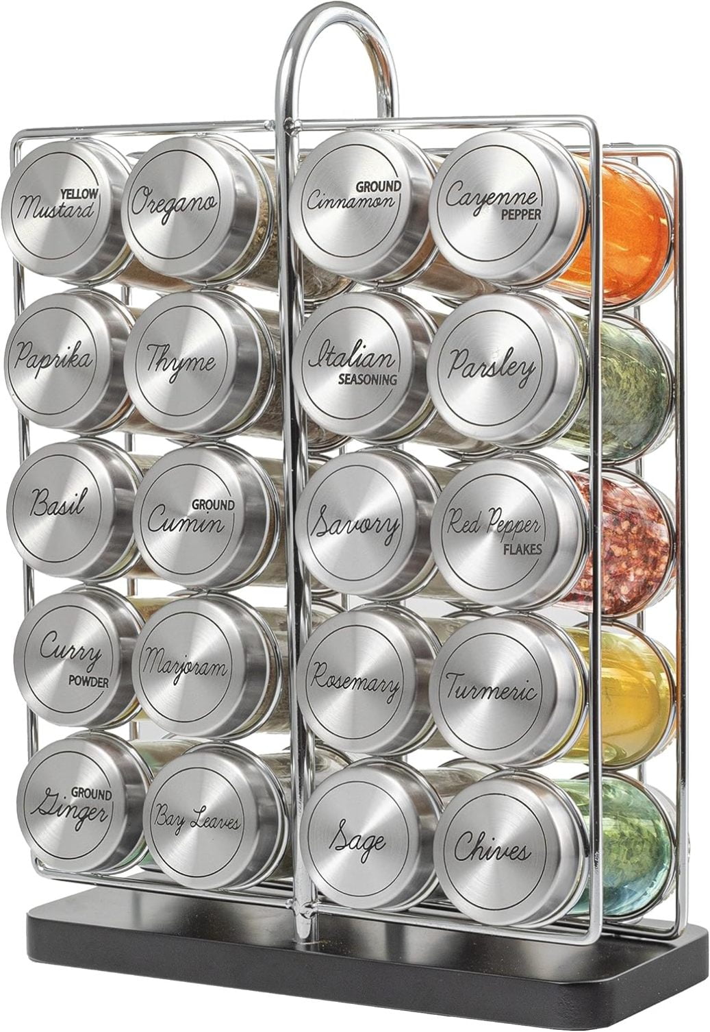 QATZ 20 Jar Spice Rack Stainless Steel with Spices Included - Standing ...