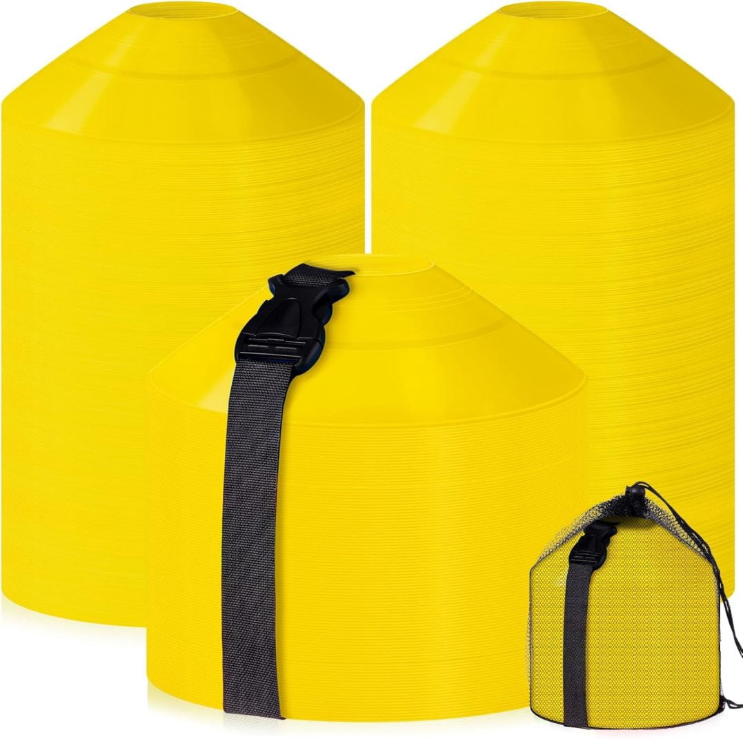 QATZ 200 Pcs Soccer Cones with Strap and Mesh Bag Agility Disc Cones ...