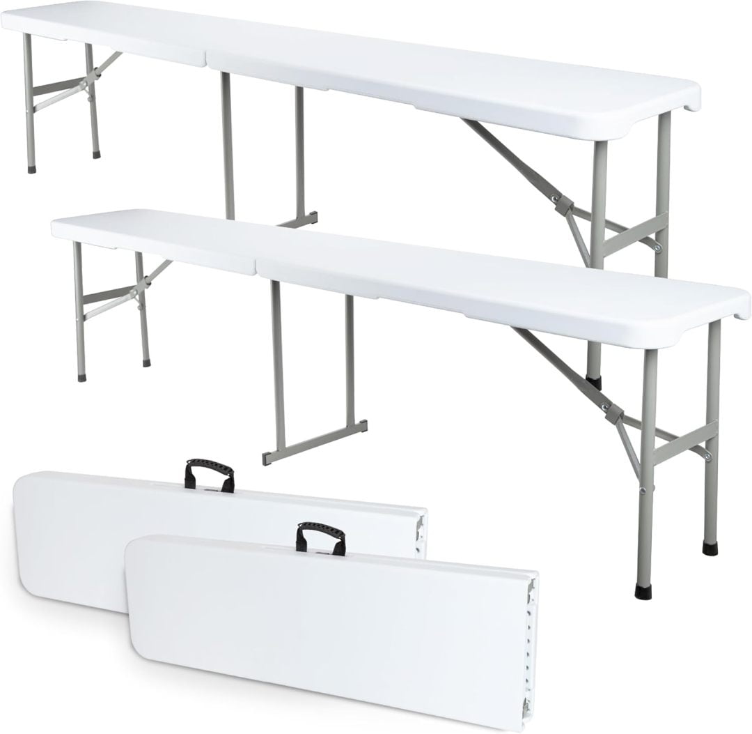 QATZ 6 feet Plastic Folding Bench,Portable in/Outdoor Picnic Party ...