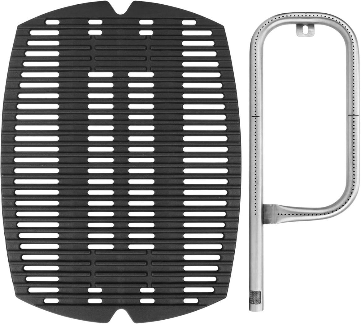 QATZ 7582 Cast Iron Grill Grate and 60040 Grill Burner for Weber Q100 ...