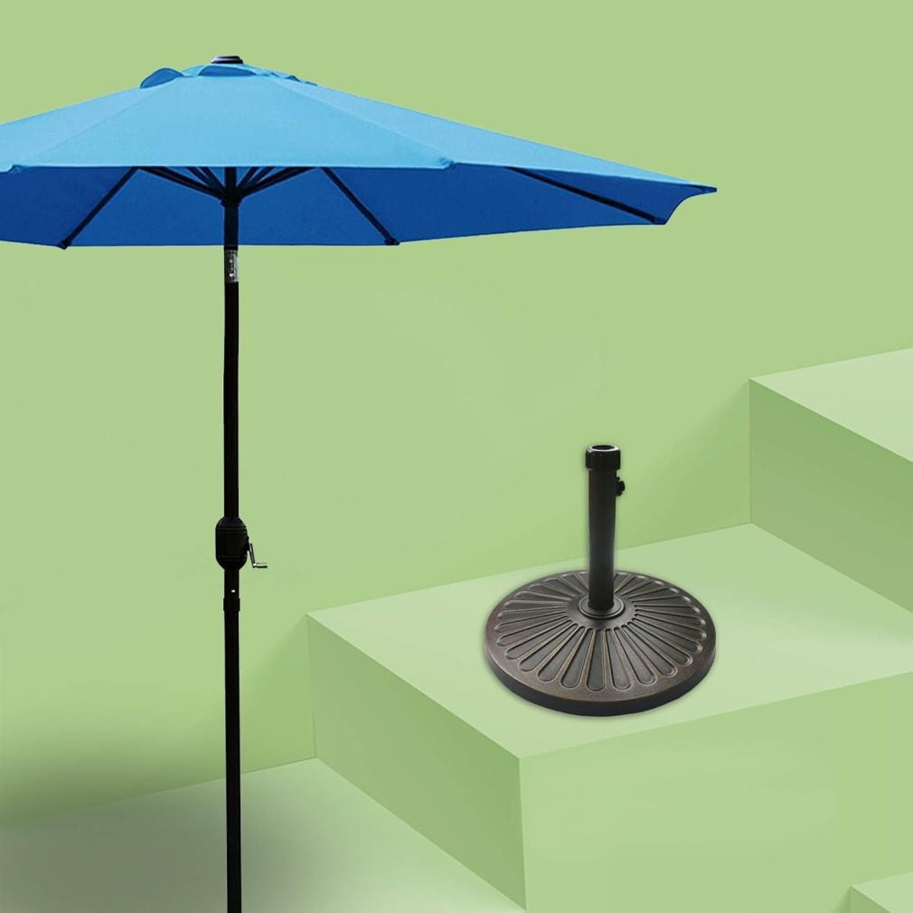 QATZ 9' Patio Umbrella Outdoor Table Umbrella with 8 Sturdy Ribs (Blue ...