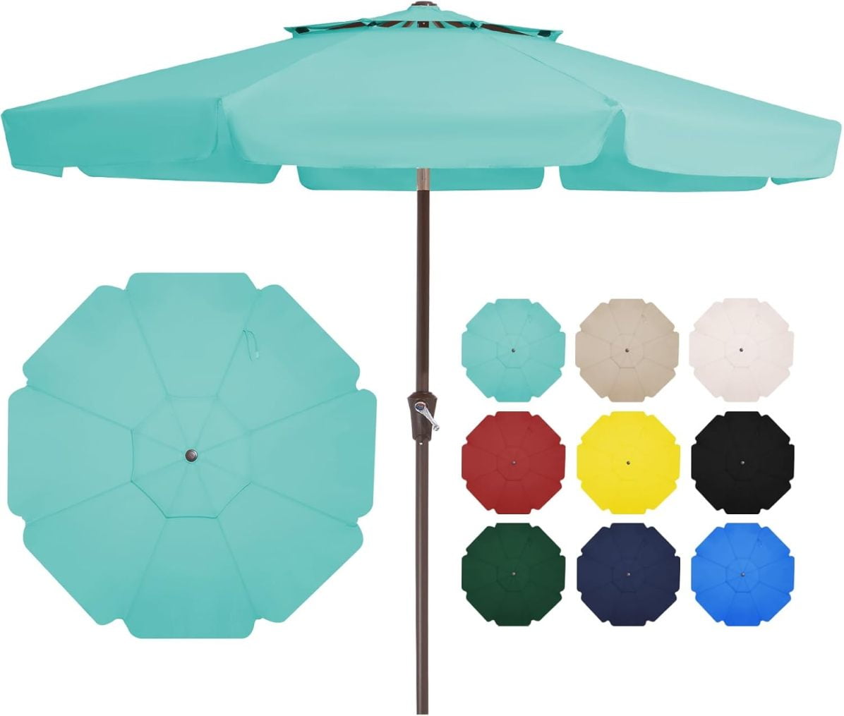 QATZ 9FT 2-Tiers Patio Umbrellas Outdoor Large Market Umbrella With ...