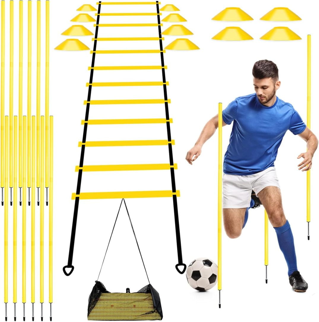 QATZ Agility Training Equipment, Include 12 Soccer Training Poles ...