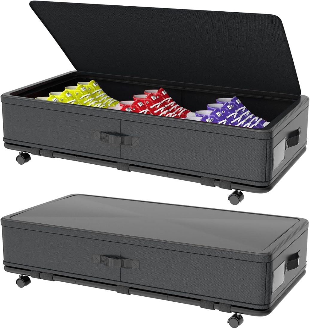 QATZ Under Bed Storage with Wheels, 50L Large Capacity Under Bed ...