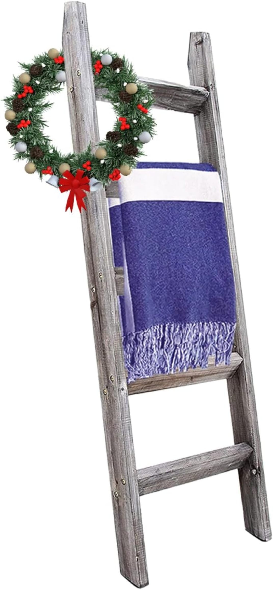 QATZ Blanket Ladder 5 ft - Premium Wood Rustic Ladder Shelf ...