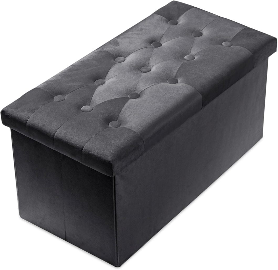 QATZ Extra Large Ottoman with Storage [1-Pack] Velvet Folding Small ...