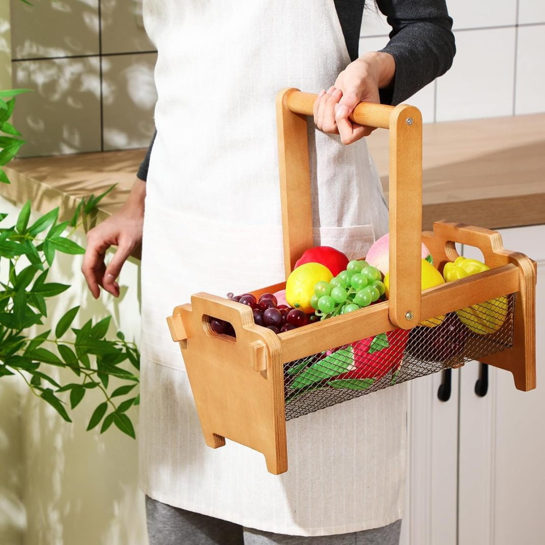 QATZ Gardening Harvest Basket 13. 99" x 7. 09 x 9. 06" Stackable Garden ...