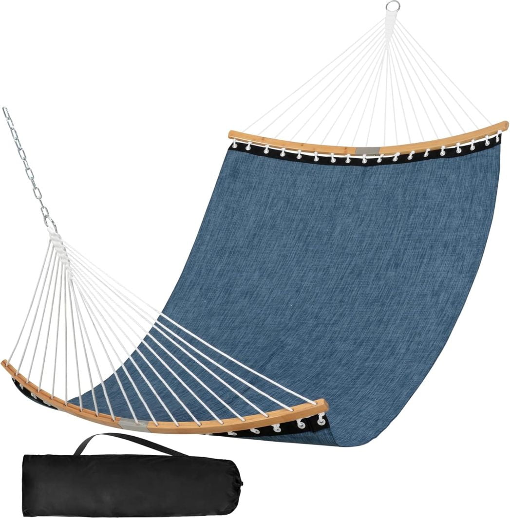 QATZ Hammocks Two Person Tree Hammock, Heavy Duty Curved Bar Hammock for Poolside, Garden ...