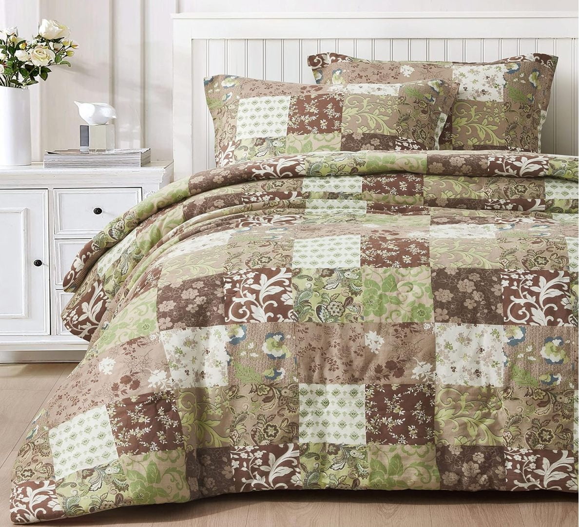 QATZ Leilani 3-Piece Boho Washed Cotton Comforter Set Queen Size - Bohemian Bedding Set Brown ...