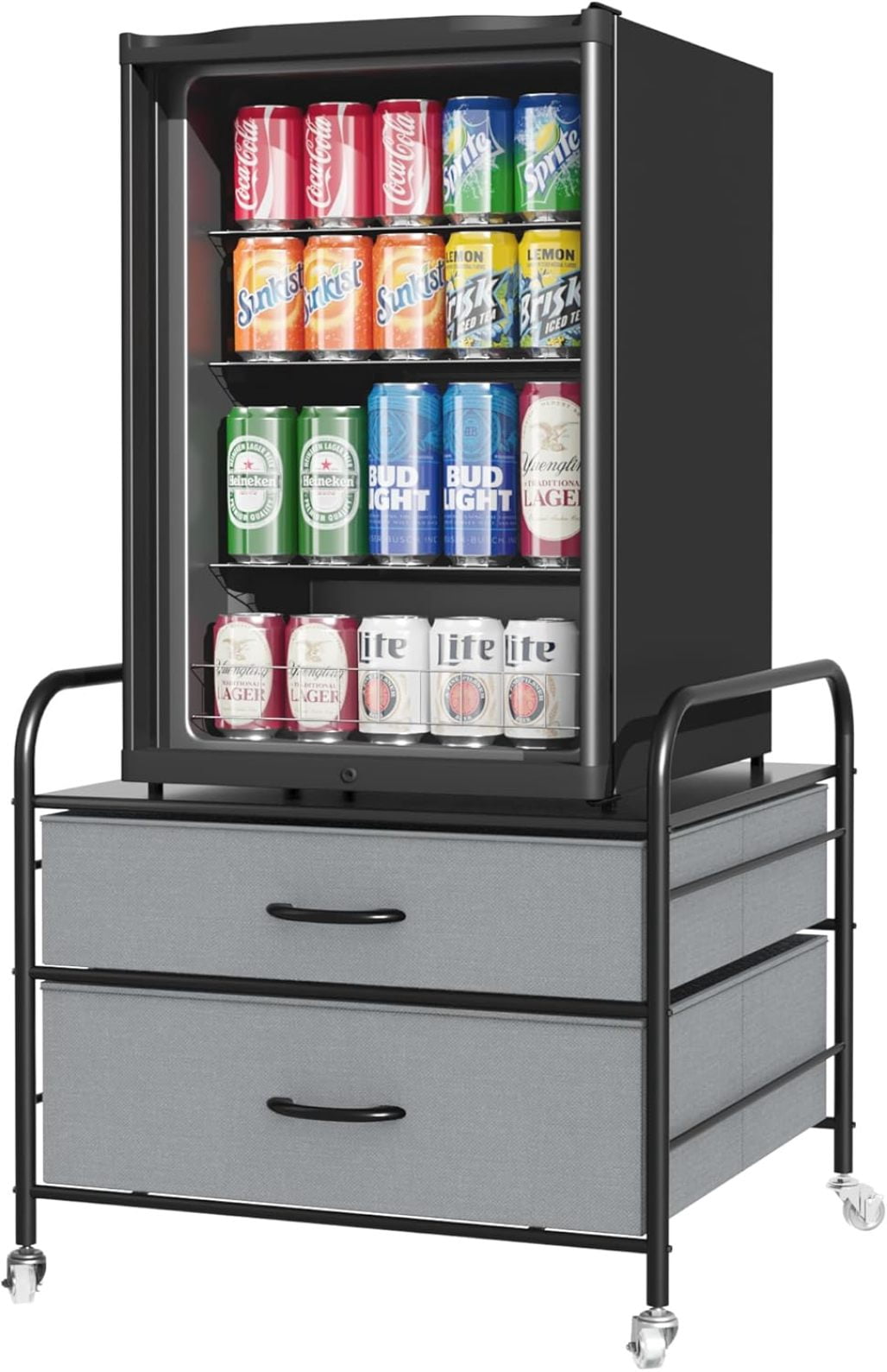 QATZ Mini Fridge Stand with Storage, 2 Drawer Fridge Organizer with ...