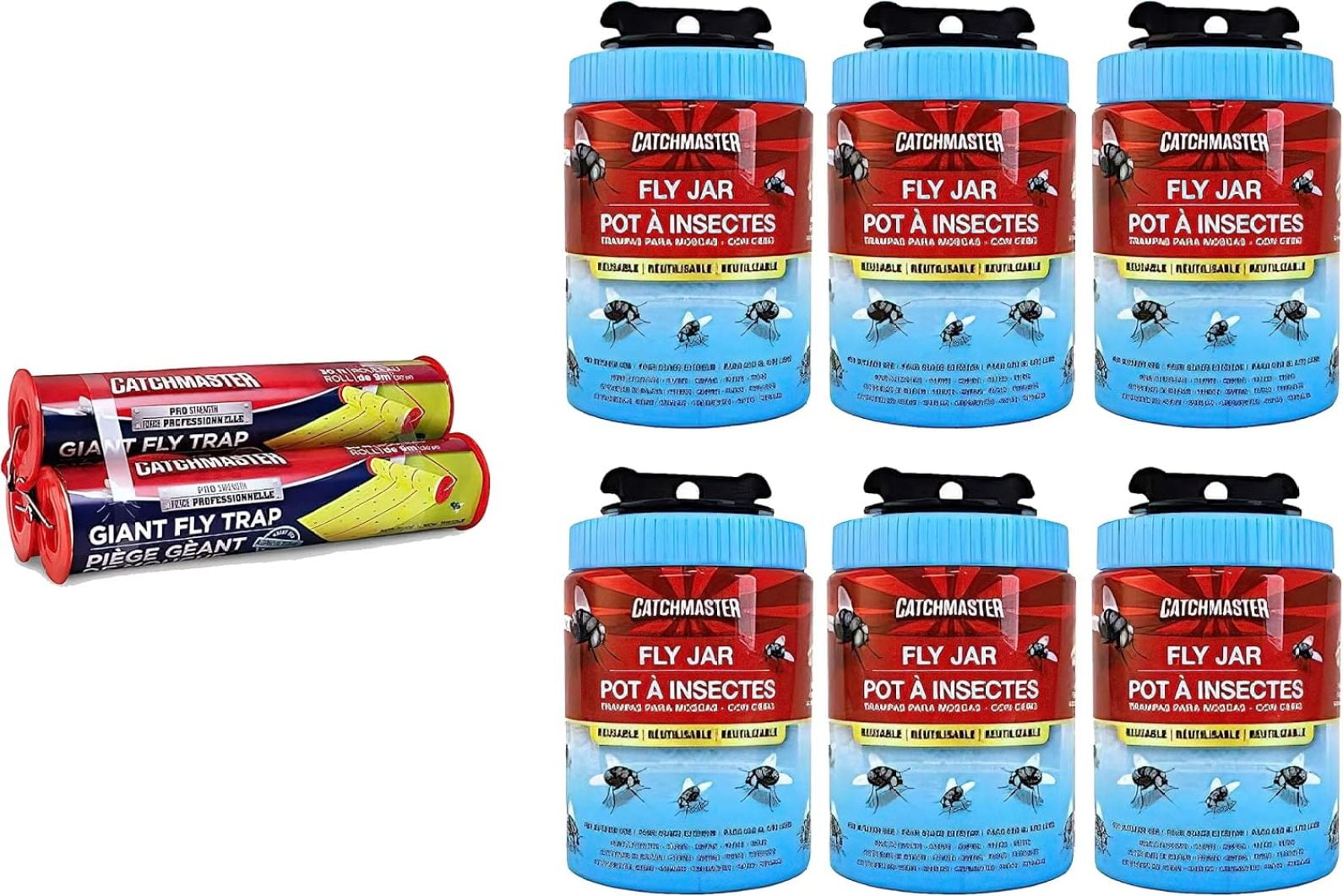 QATZ Outdoor Fly Trap Bundle, Giant Fly Glue Trap 3-Pack & Outdoor Fly ...