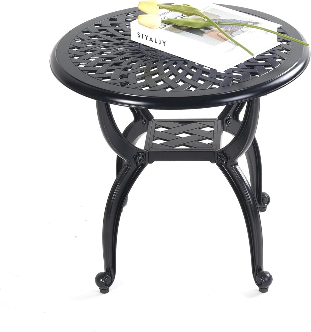 QATZ Outdoor Patio,Rust -Resistant Cast Aluminum Side Table,Weather ...