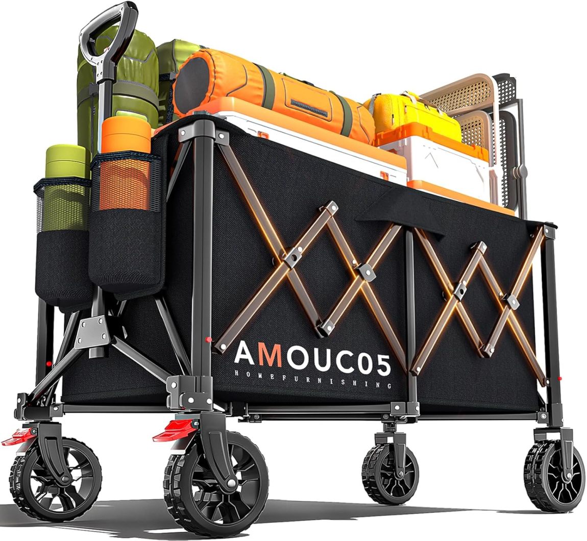 QATZ Wagons Carts Foldable, Collapsible Wagon with 360° Rotating Wheels ...