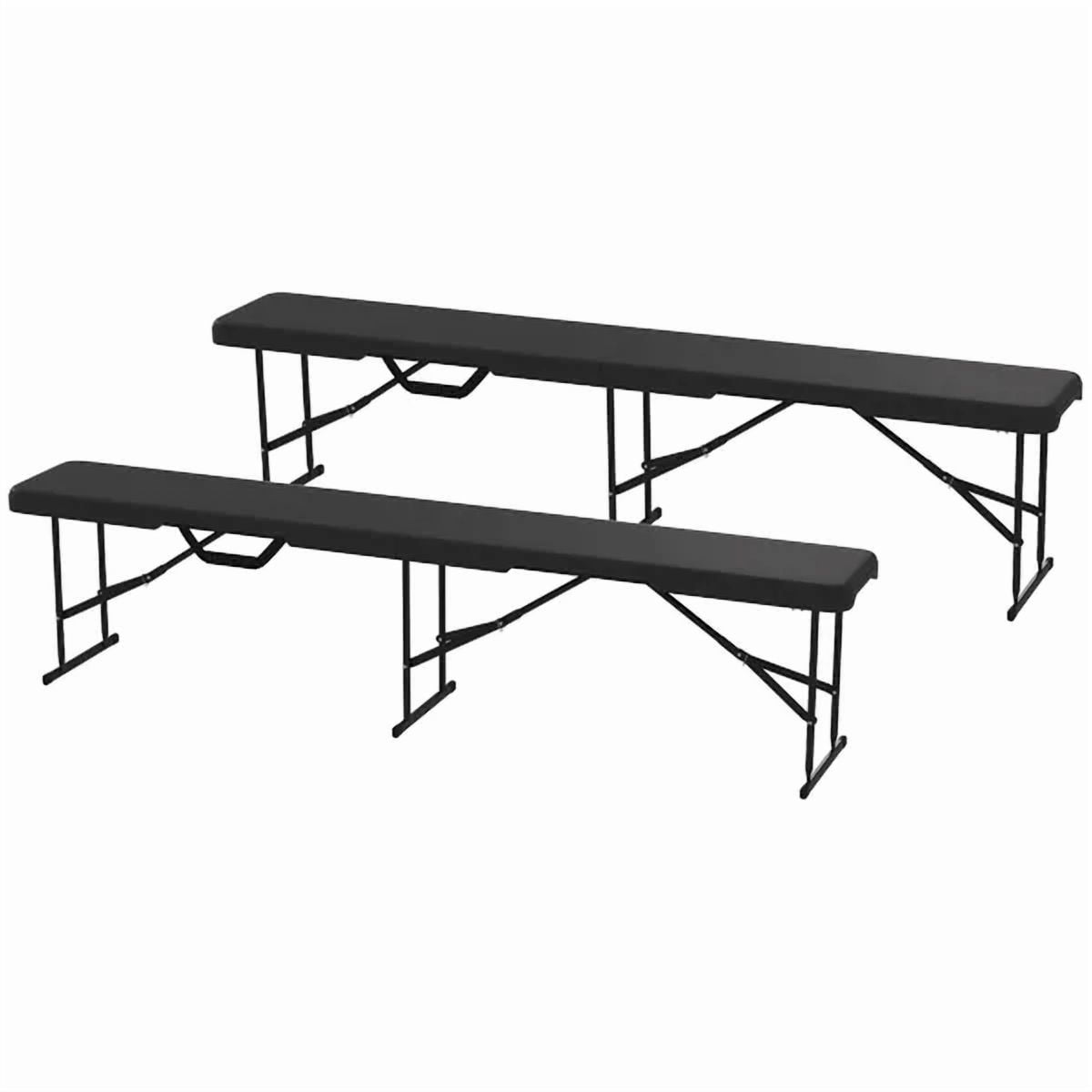 QAUSOU 2 Pack 6 ft Portable Foldable Bench Seats, Plastic Folding ...