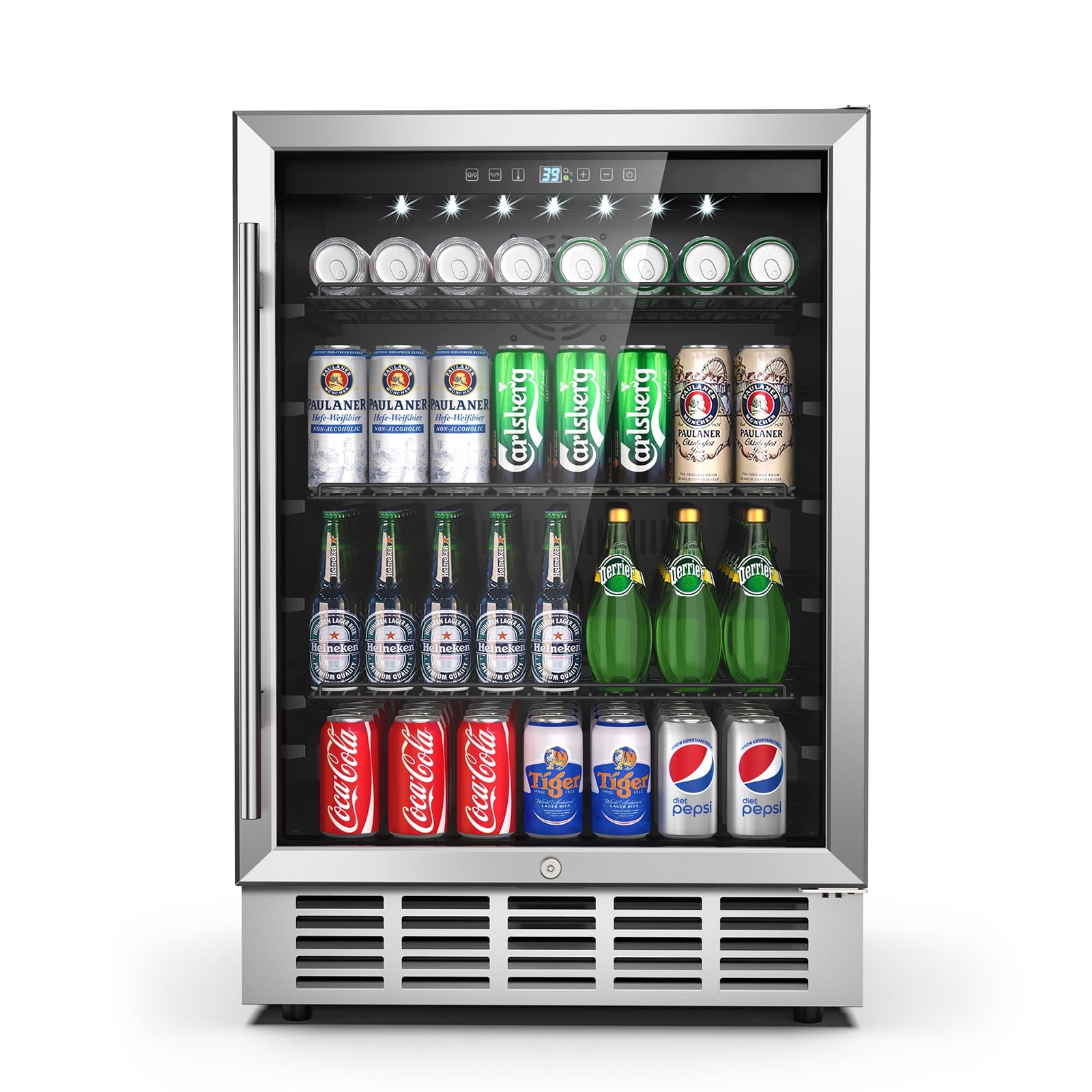 QAUSOU 24 Inch Beverage Refrigerator Cooler with Glass Door and ...