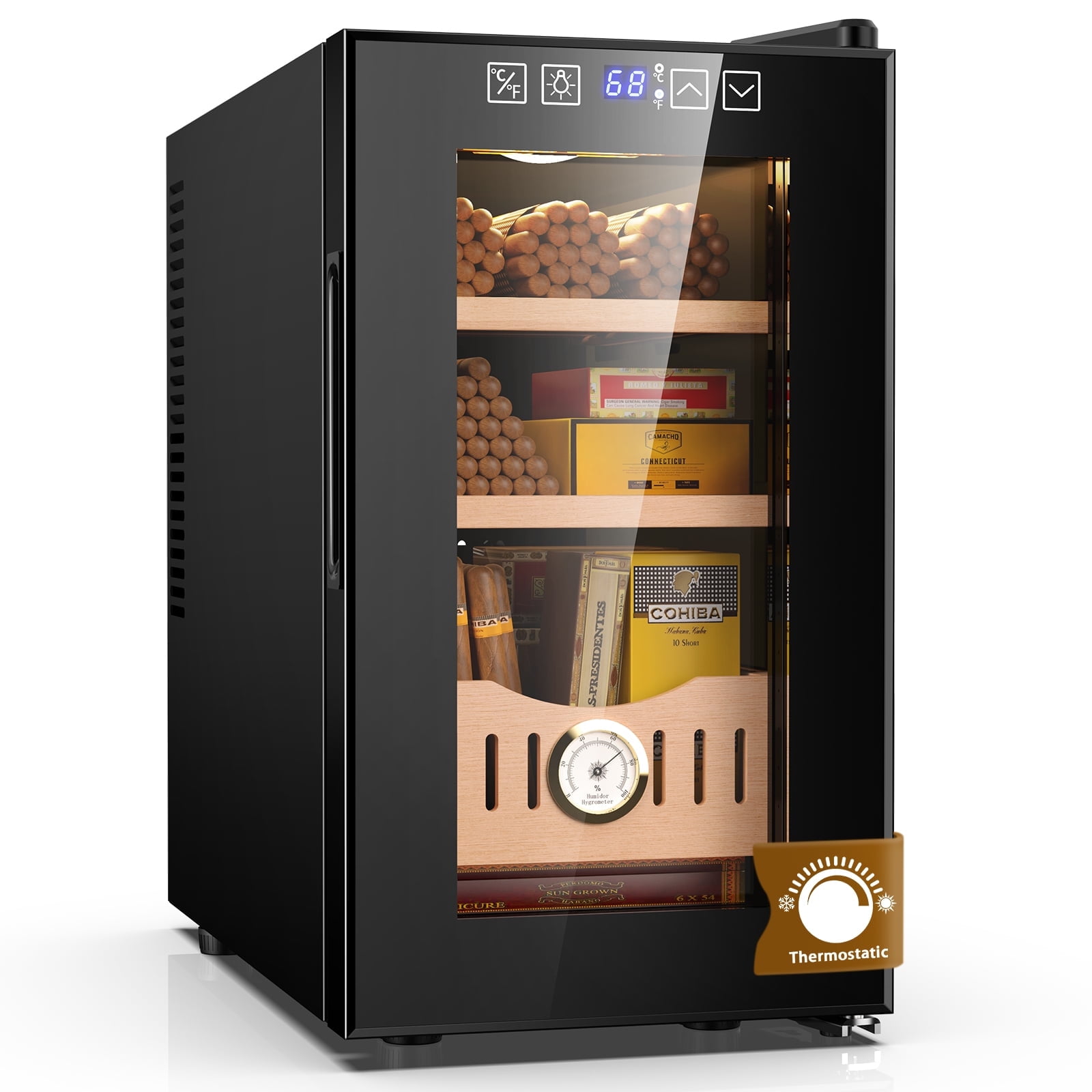 QAUSOU 25L Electric Cigar Humidor, 200 Counts Cigar Humidor Cabinet ...